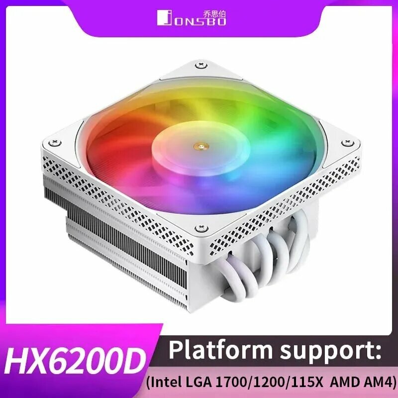 JONSBO HX6200D Cooler CPU Радиатор белого цвета с воздушным охлаждением и пониженным давлением, 6 тепловых трубок ARGB cooler, Intel 755 115x1200AM2AM3AM4