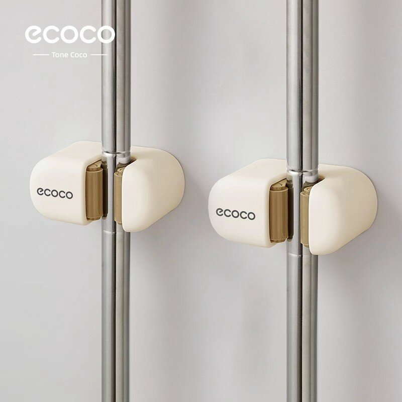 Ecoco Кремовый цвет набор из 2 настенных крючков для швабры в ванную