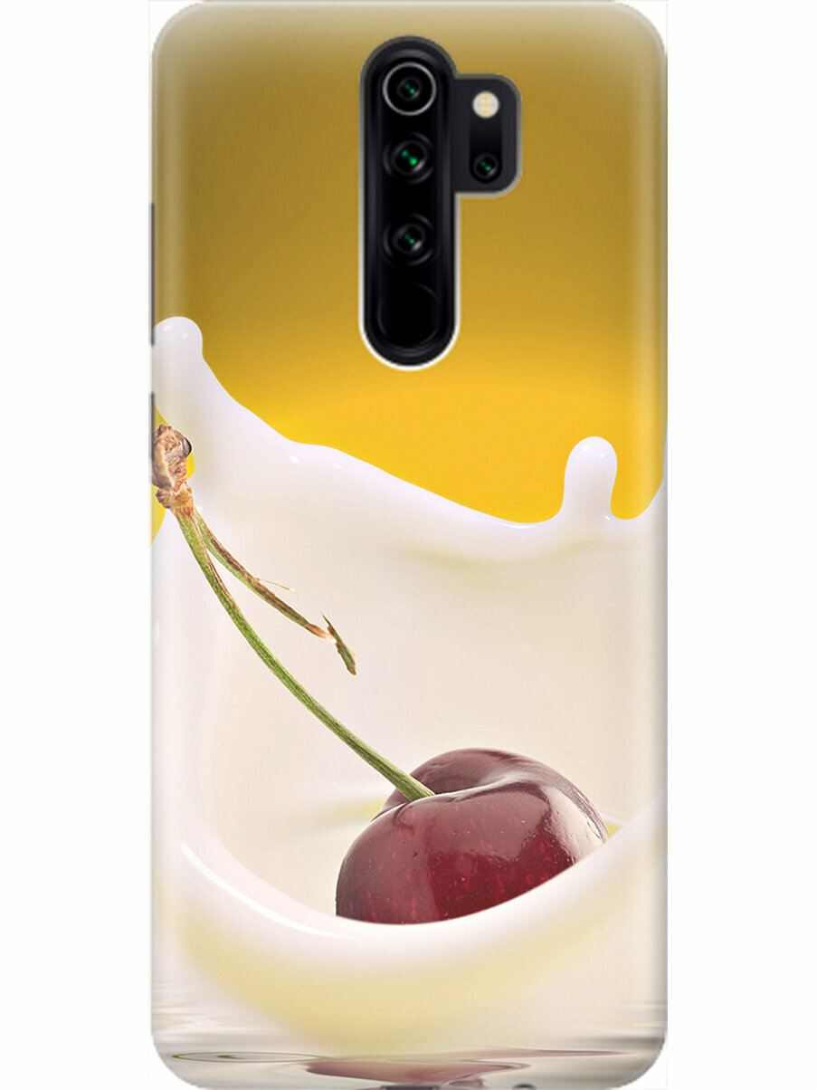 Ультратонкий силиконовый чехол-накладка для Xiaomi Redmi Note 8 Pro с принтом "Ягода в молоке"