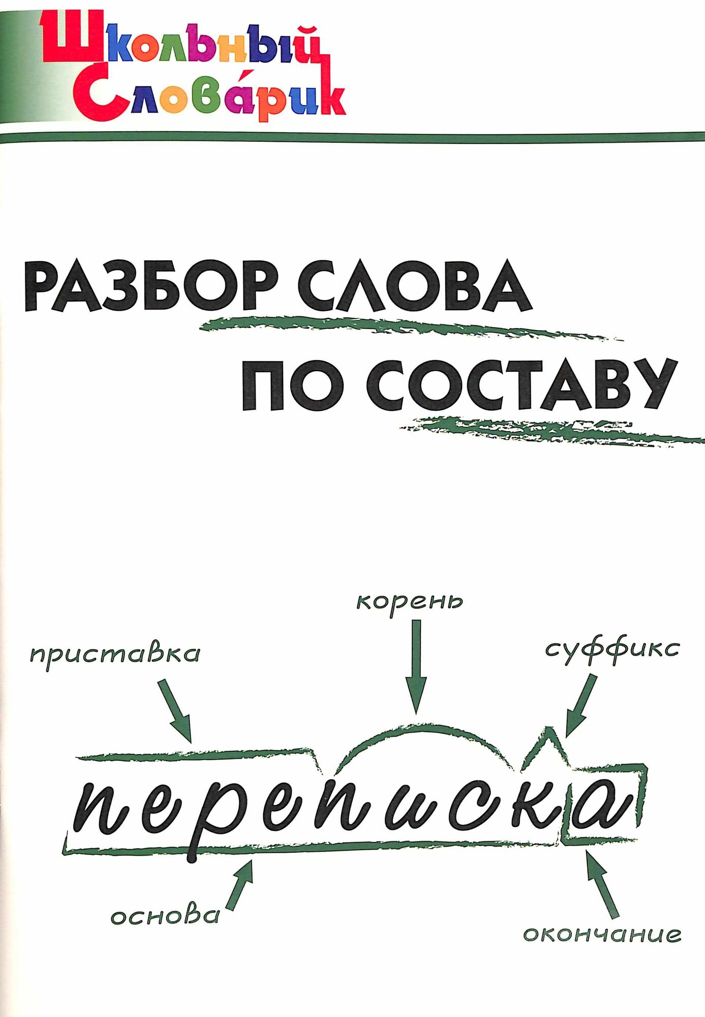 ШкСловарик Разбор слова по составу Нач. школа (сост. Клюхина И. В.)