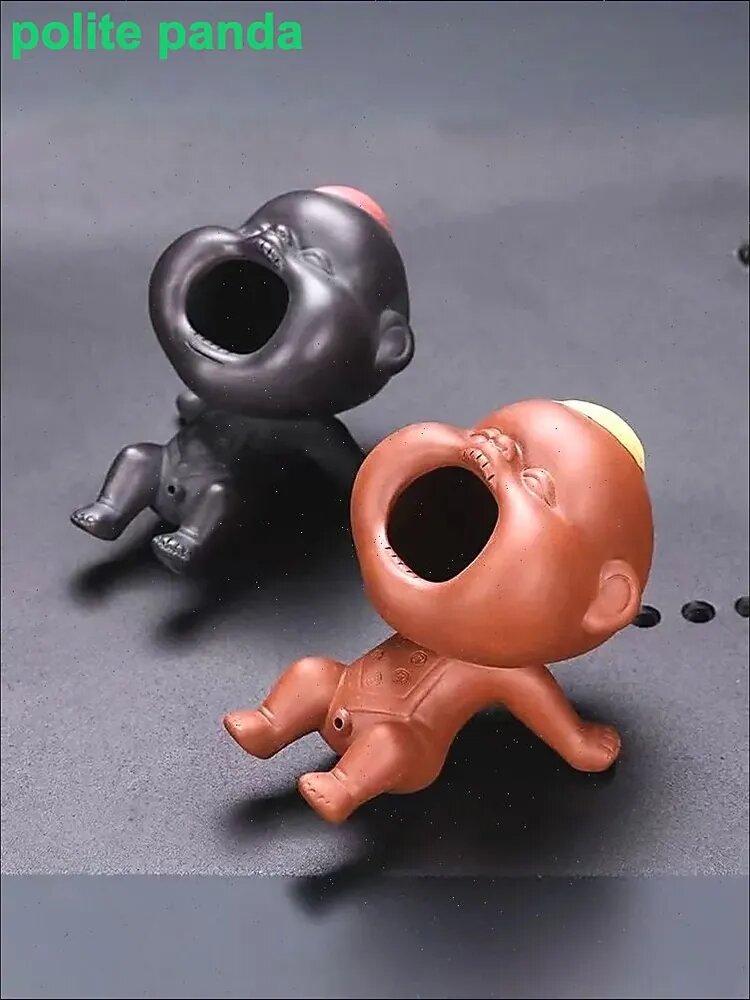 Фигурка для чайной церемонии Красный Глина Фигурка писающего мальчика для чайной церемонии, 9см