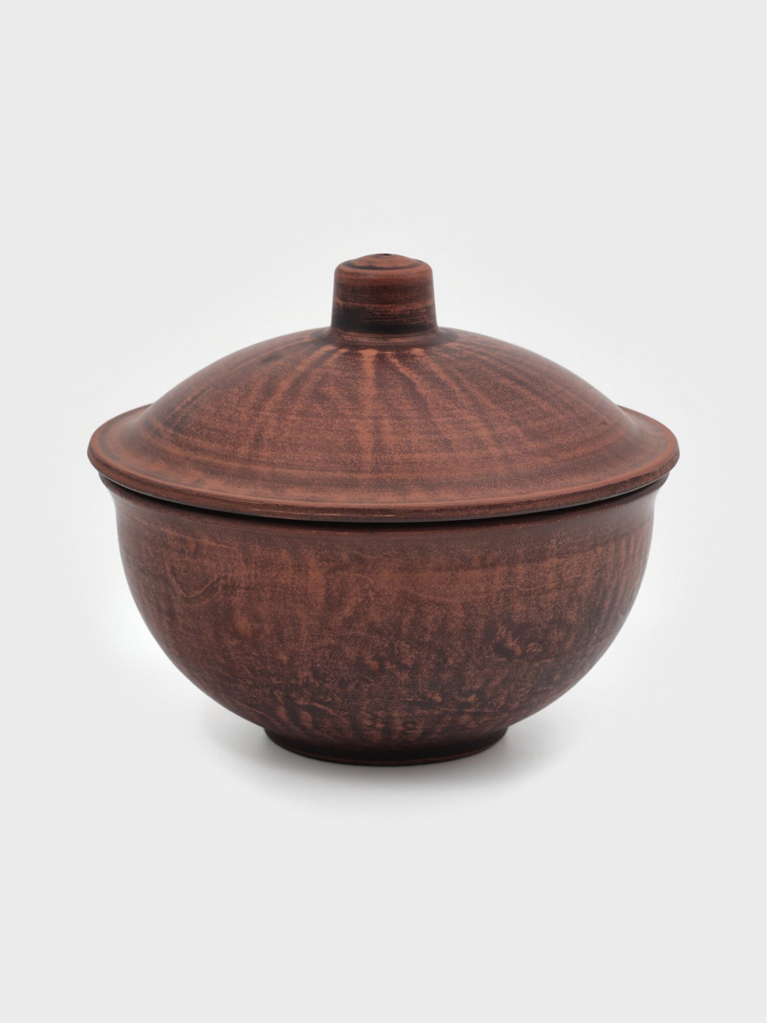 Кокотница "Классика", 700 мл, 14x15 см, красная глина, цвет: коричневый