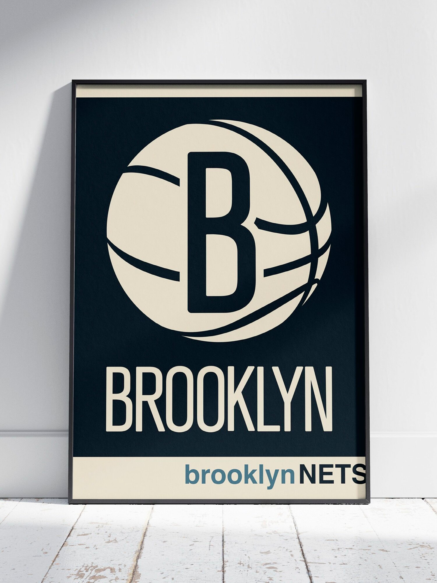 Плакат на стену для интерьера Команды Баскетбол (Бруклин Нетс - Brooklyn Nets 4) - Постер по спорту и физической активности формата A4 (21x30 см)