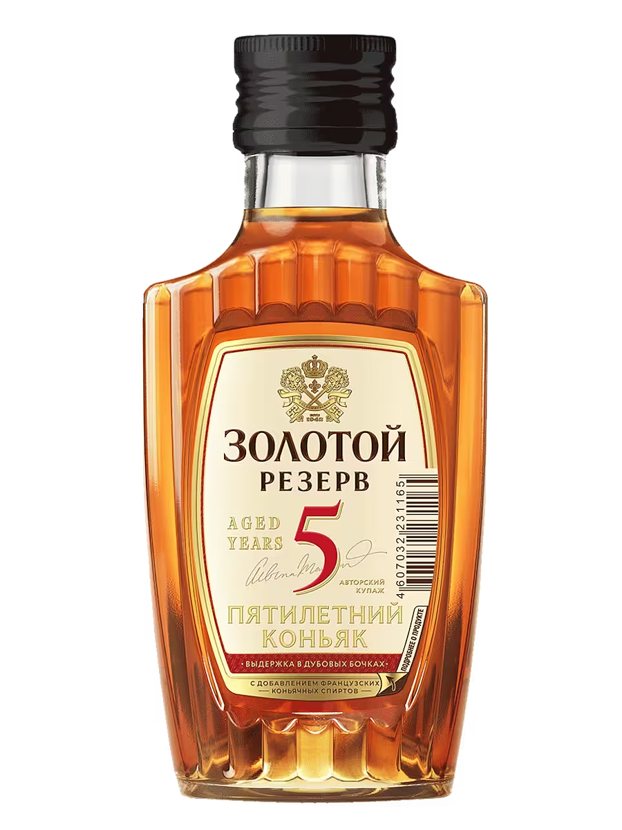 Коньяк "Золотой Резерв", 0,1 л, 5-летняя выдержка, 40%, Россия