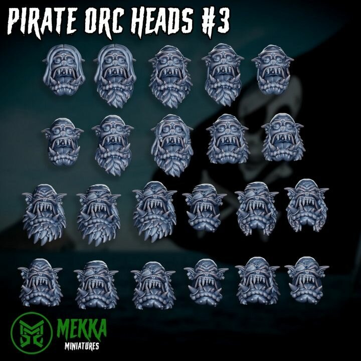 Pirate Orc Ork Heads 3. Bits. Битсы. Warhammer 40.000