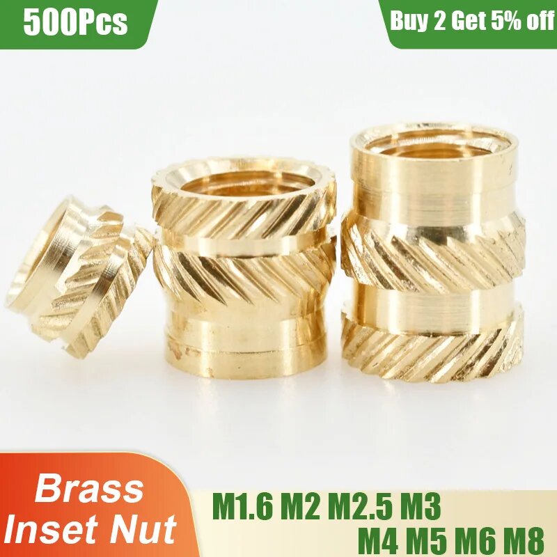 Латунные вставки с резьбой Chap Codie M2 M2.5 M3 M4 M5 500 шт. M2.5(OD3.5mm), Length 5mm