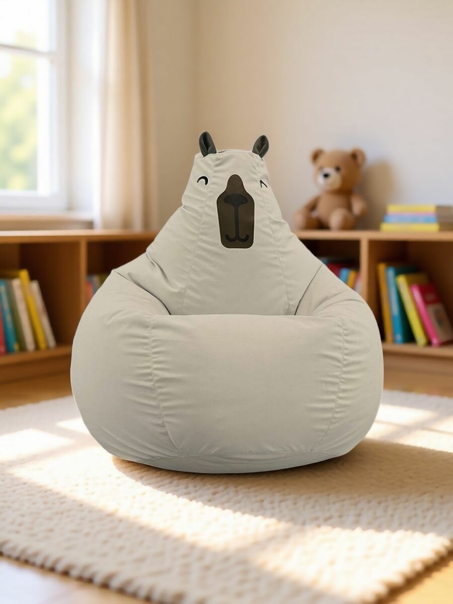 Кресло-мешок Капибара - Bean Bag 4XL - Eco Weave (велюр, бежевый)