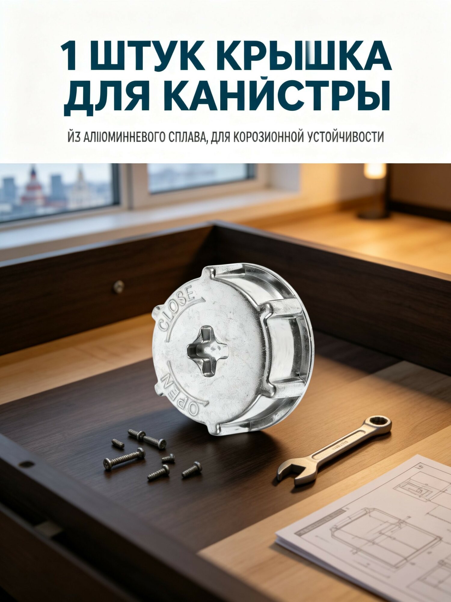 Крышка для канистры и газового баллона, из алюминиевого сплава, серебристая с коррозионной стойкостью, внутренний диаметр около 54 мм