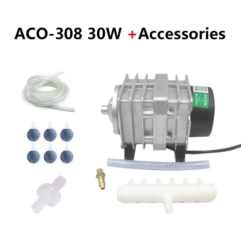 Hailea ACO-308 30 Вт 55л/мин компрессор кислородный насос с аксессуарами воздуховод воздушный камень 6ШТ