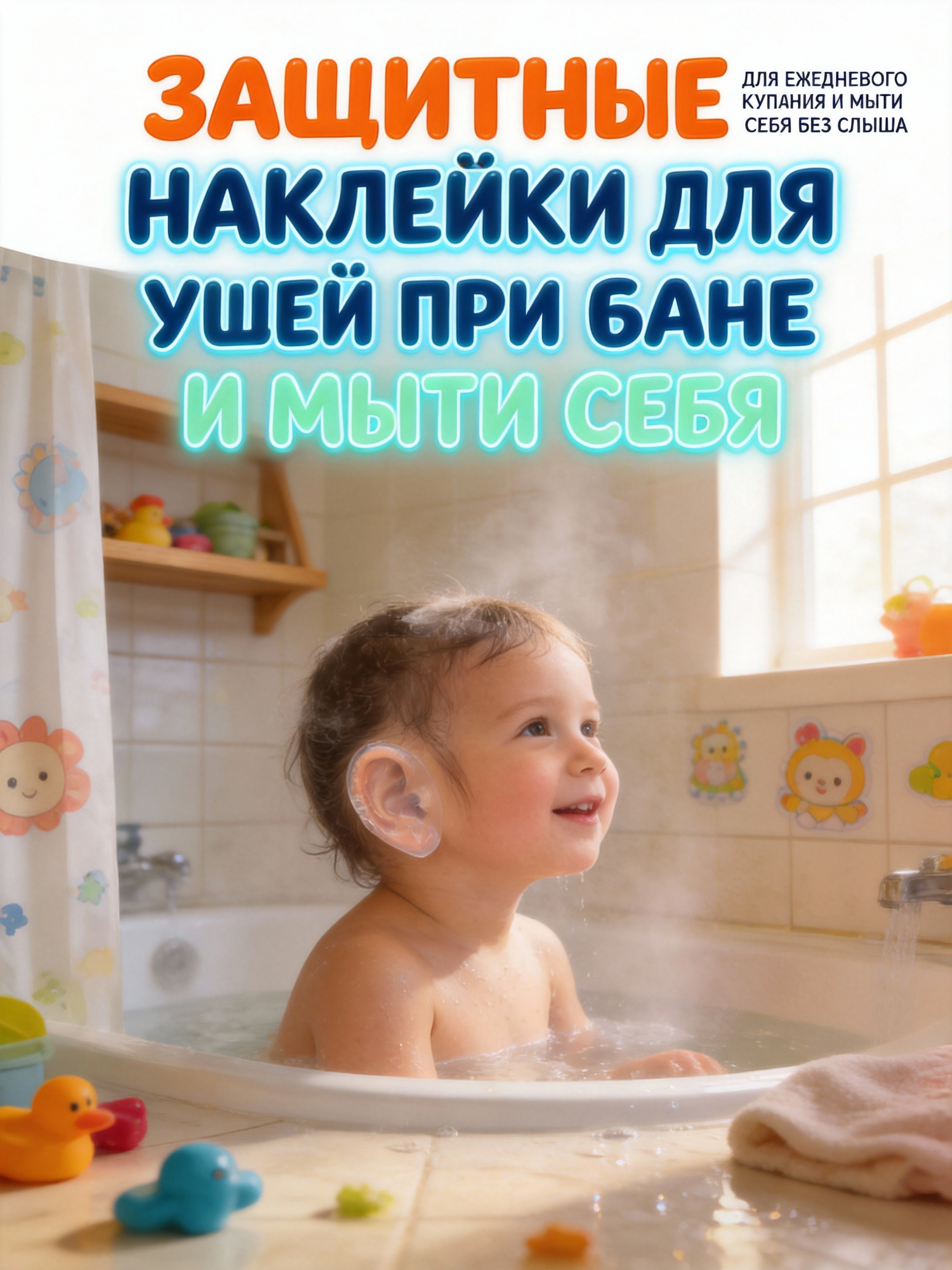 60 шт защитные наклейки для ушей ребенка, набор от попадания воды при ежедневном купании и мытье без слёз