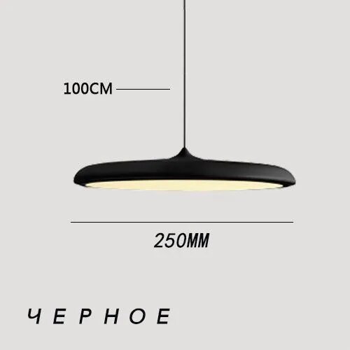 WINLAMS Люстра LED, Металл, Черный, 250 мм, 100 см, Современный стиль, Теплый белый свет