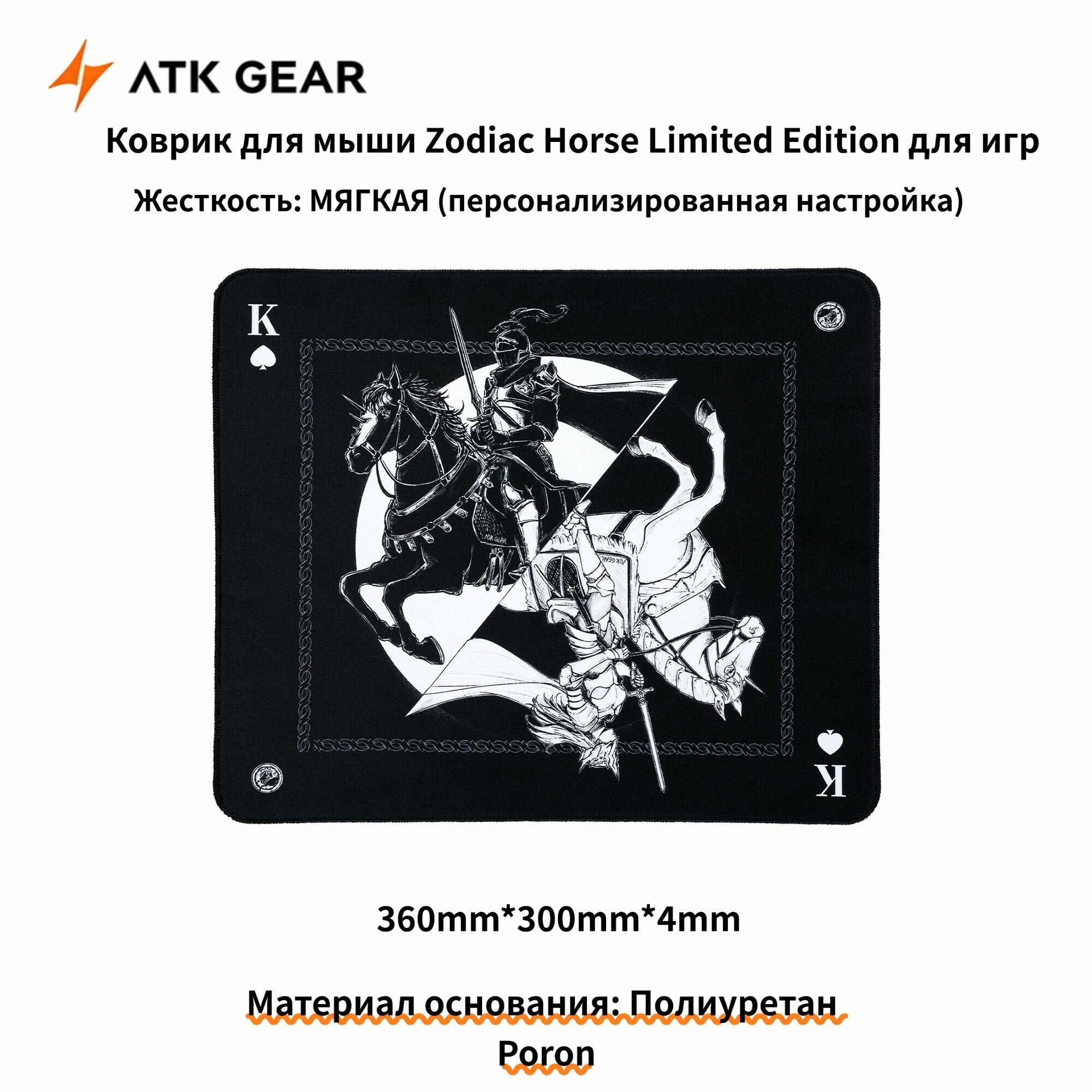 ATKGEAR Коврик для мышки, черный матовый для мыши матовый