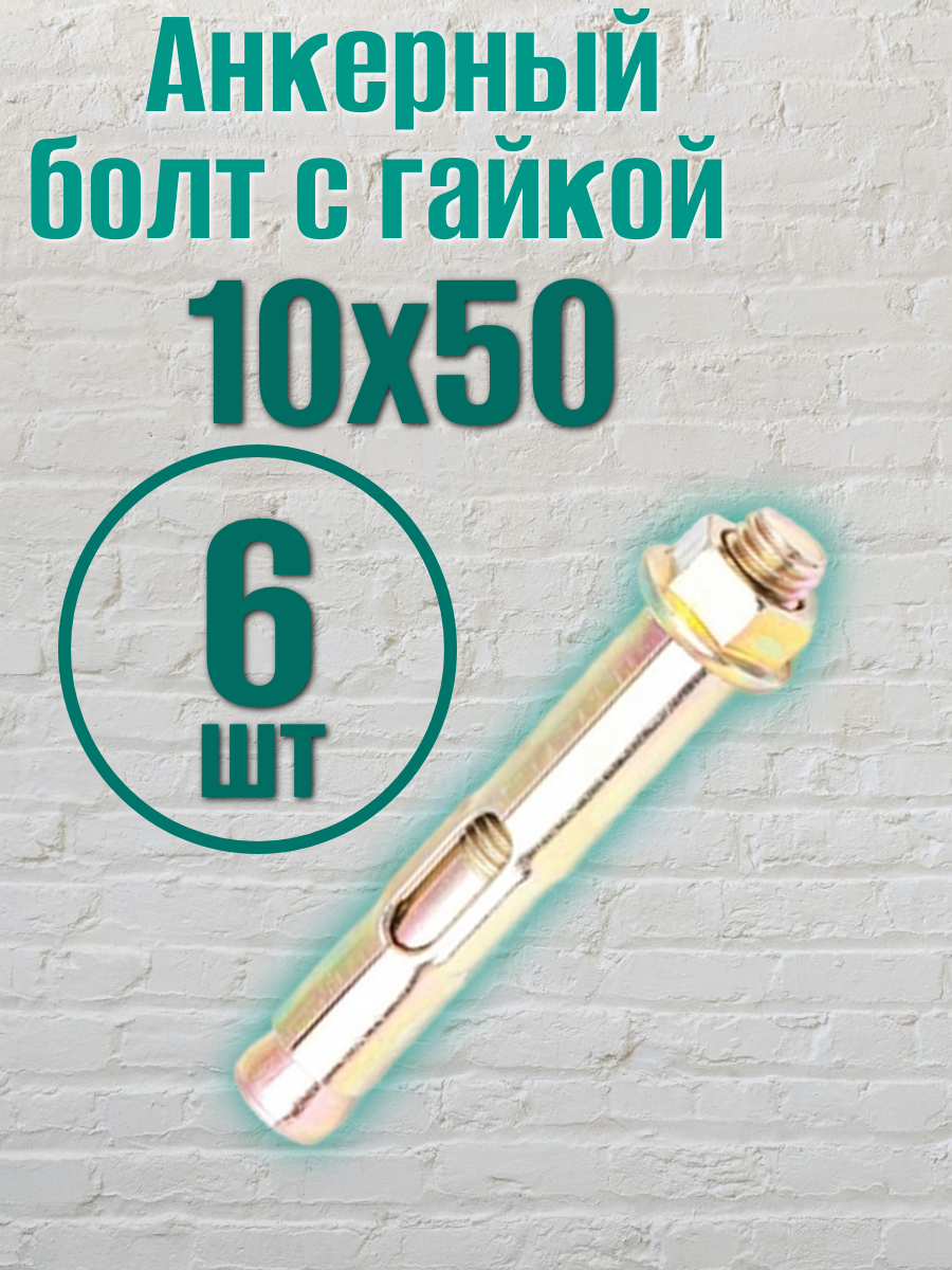 Анкерный болт с гайкой 10х50 (6 шт)