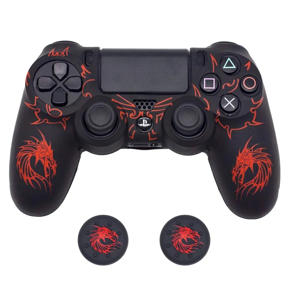 Защитная оболочка для контроллера PS4, силиконовый чехол с противоскользящей рукояткой, совместимый с PS4 Slim / Pro Wireless_Красный