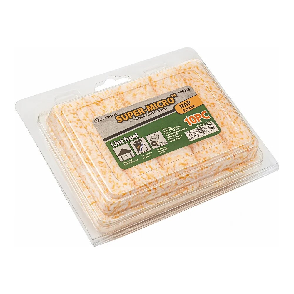 Малярный мини-валик Rollingdog Super-Micro из микрофибры, 100 мм, ворс 9,5 мм, упаковка 10 шт, 00278