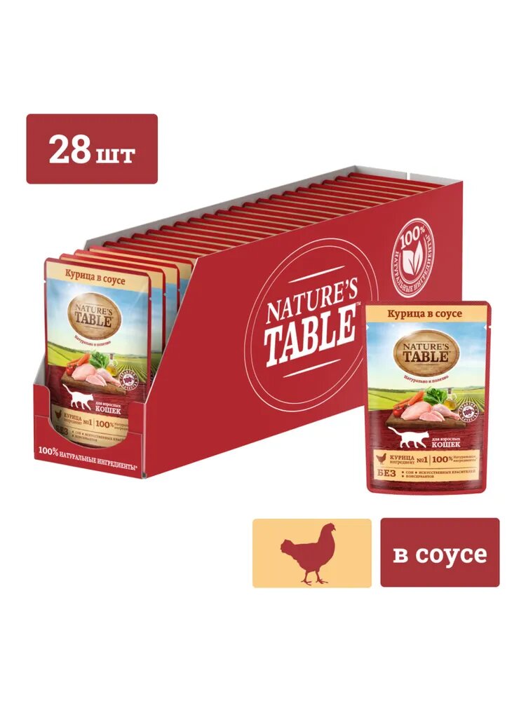 Влажный корм для кошек Nature’s Table курица в соусе 28 шт по 85 г