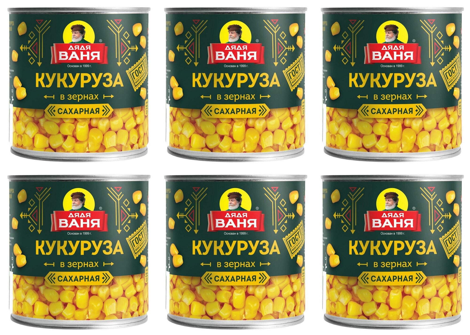 Дядя Ваня Кукуруза сахарная, 340 г, 6 шт