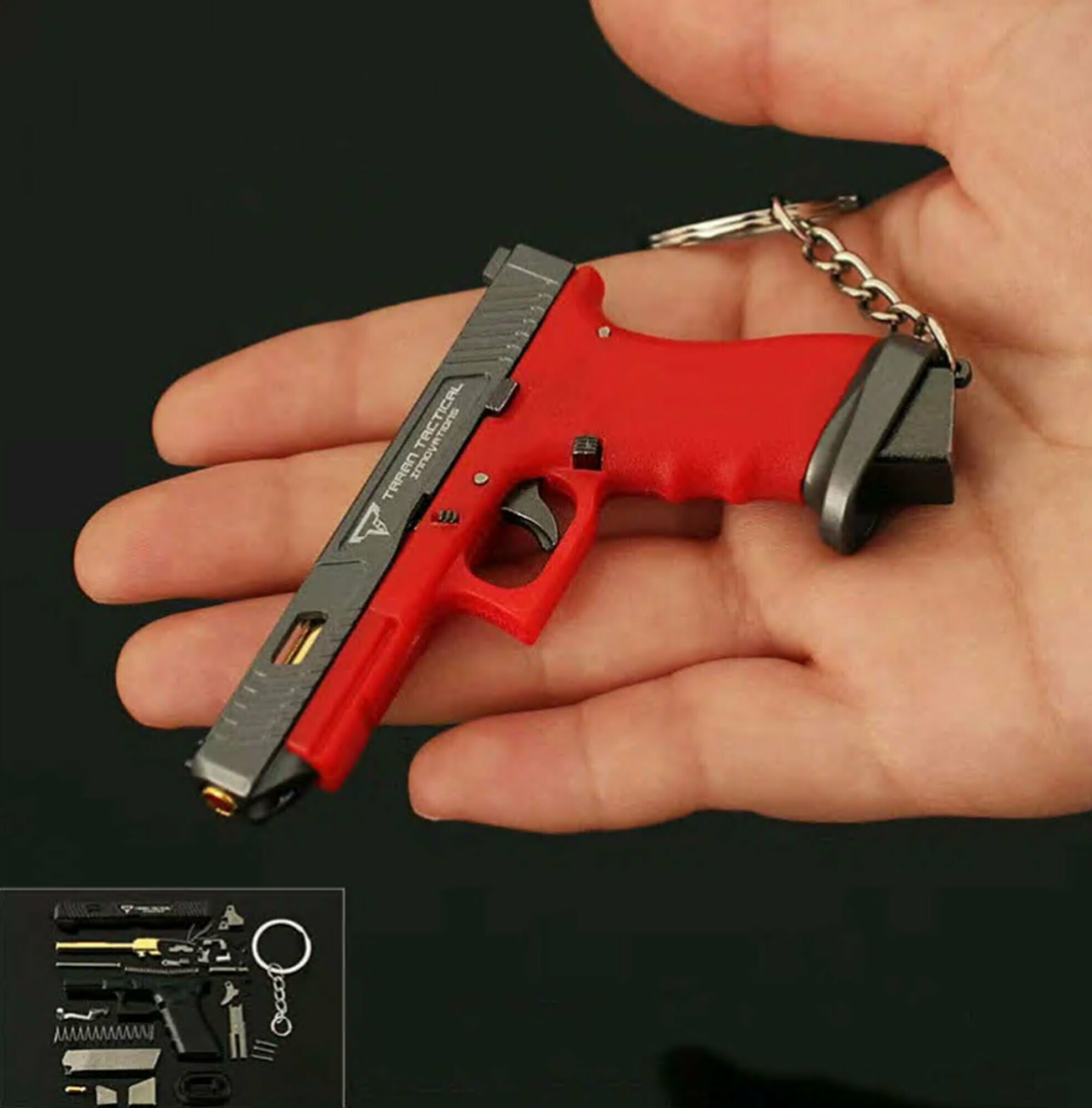 Брелок Glock 34, металл, с функцией разборки и сборки, черный
