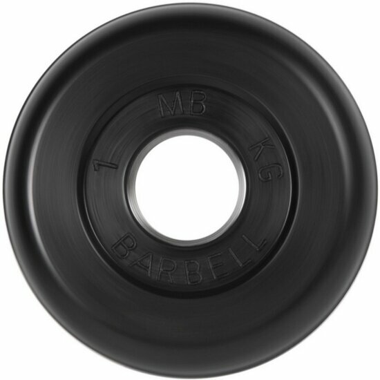 Диск обрезиненный MB Barbell d 26 мм чёрный 1,0 кг