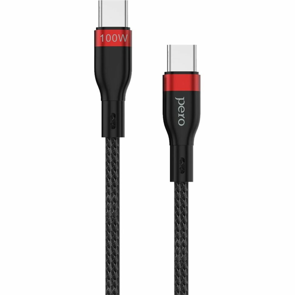 Кабель USB PERO DC-10 PD Type-C to Type-C, 5A, 100W, 1.5m, Black, 1598892
