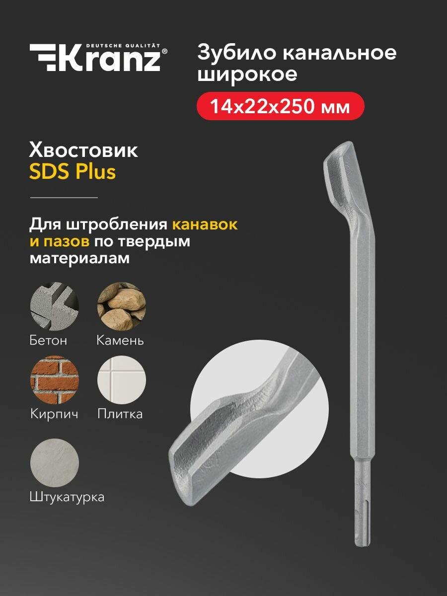 Зубило канальное Kranz 14х22х250 мм SDS PLUS