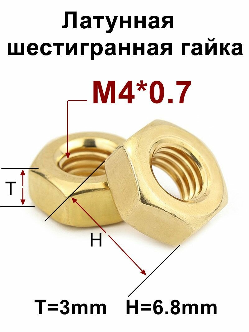 RYBZJ Гайка Шестигранная M4, 50 шт. крепёж шестигранные гайки