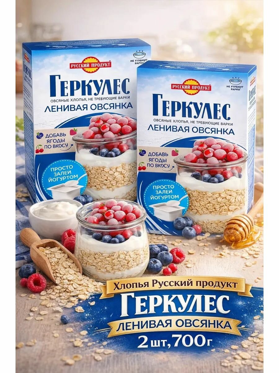 Хлопья Русский продукт геркулес ленивая овсянка, 2 упаковки по 350г