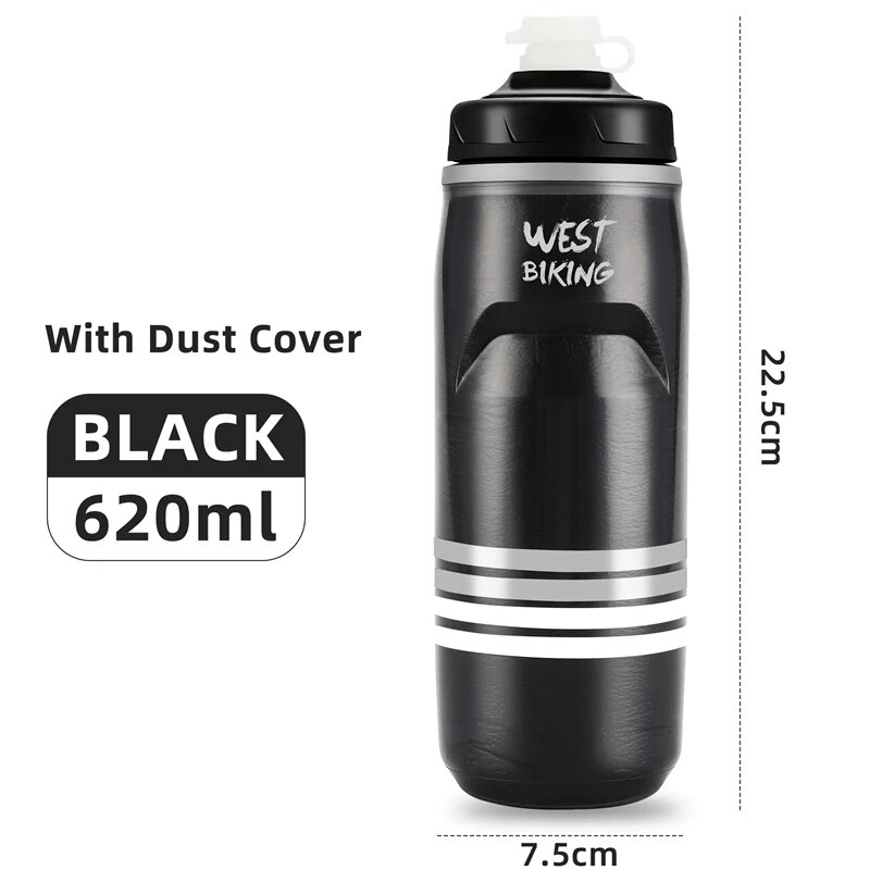West Biking термобутылка для воды 620 мл Черный, Style A Black