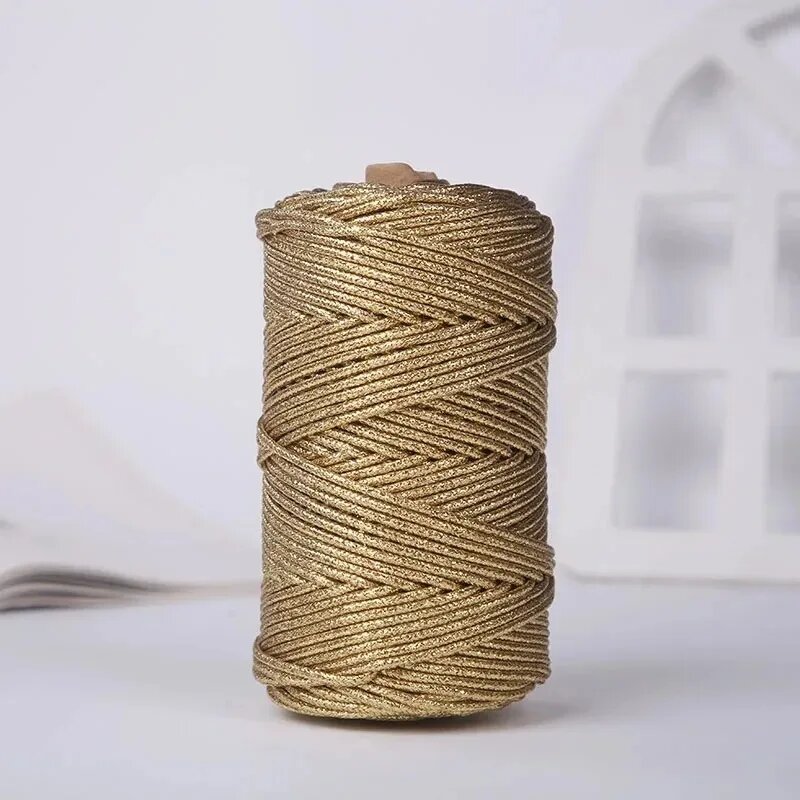 Золотой шнур для макраме 3 мм, 100 м