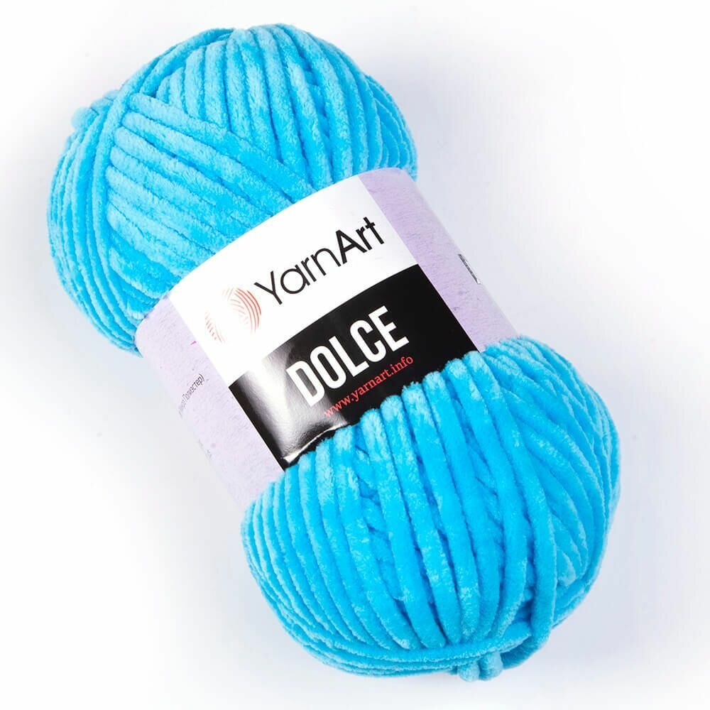 Пряжа Дольче (Dolce Yarnart) упаковка 5 мотков 100 г. 120 м. 100% микрополиэстер плюш 758 яркая бирюза
