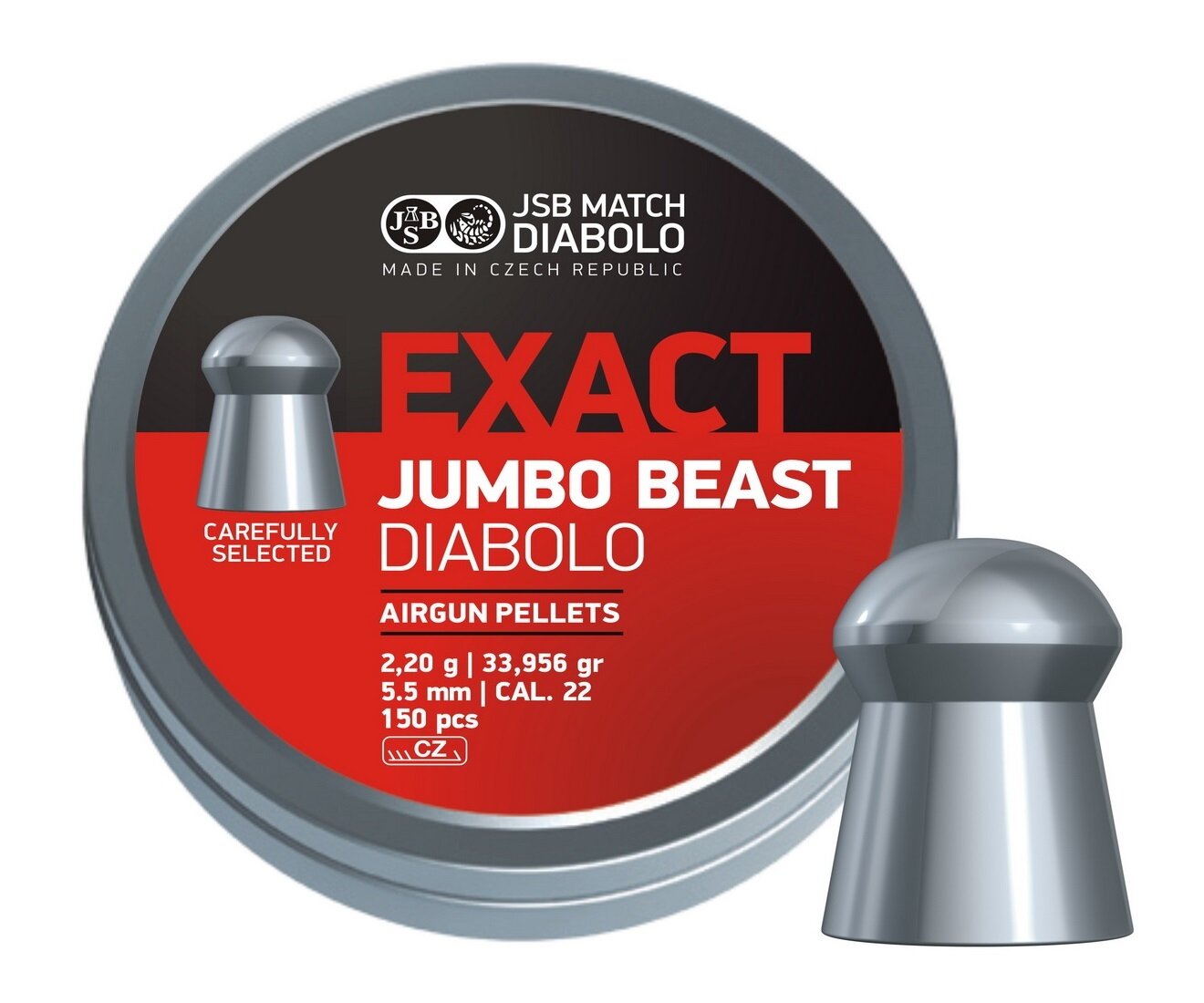 Пули для пневматики JSB Точный гигантский зверь Диаболо (Exact Jumbo Beast Diabolo) 5,5 мм / 2,2 г / 150 штук