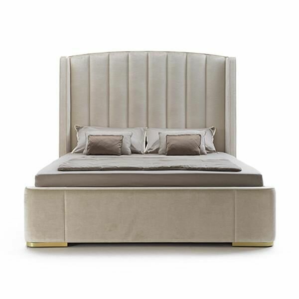 Двуспальная кровать Hodos Home Madison 200х200, высота изголовья 170, с подъемным механизмом и ящиком для белья, бежевый