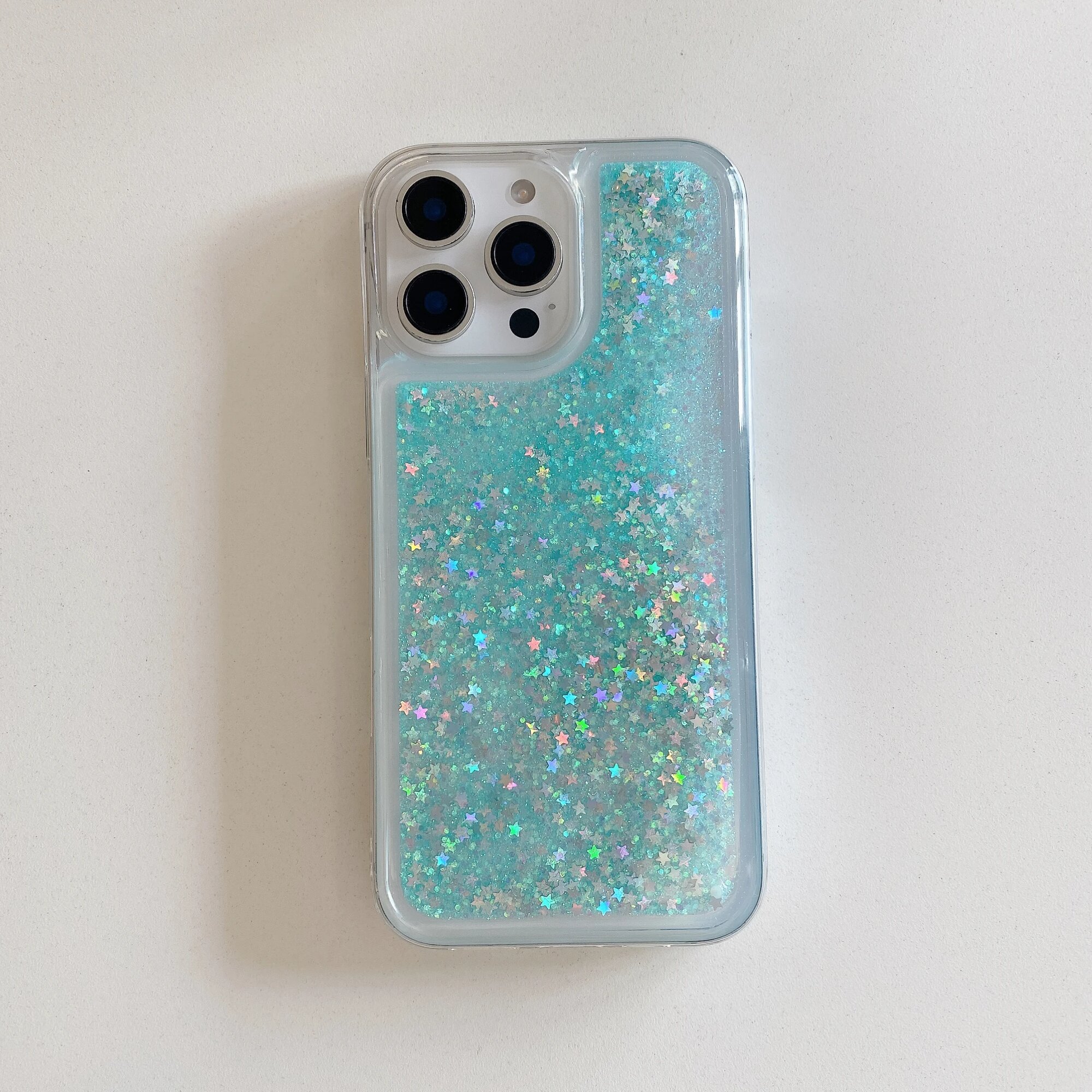 Блестящий чехол Liquid для iPhone 16 Plus, голубой