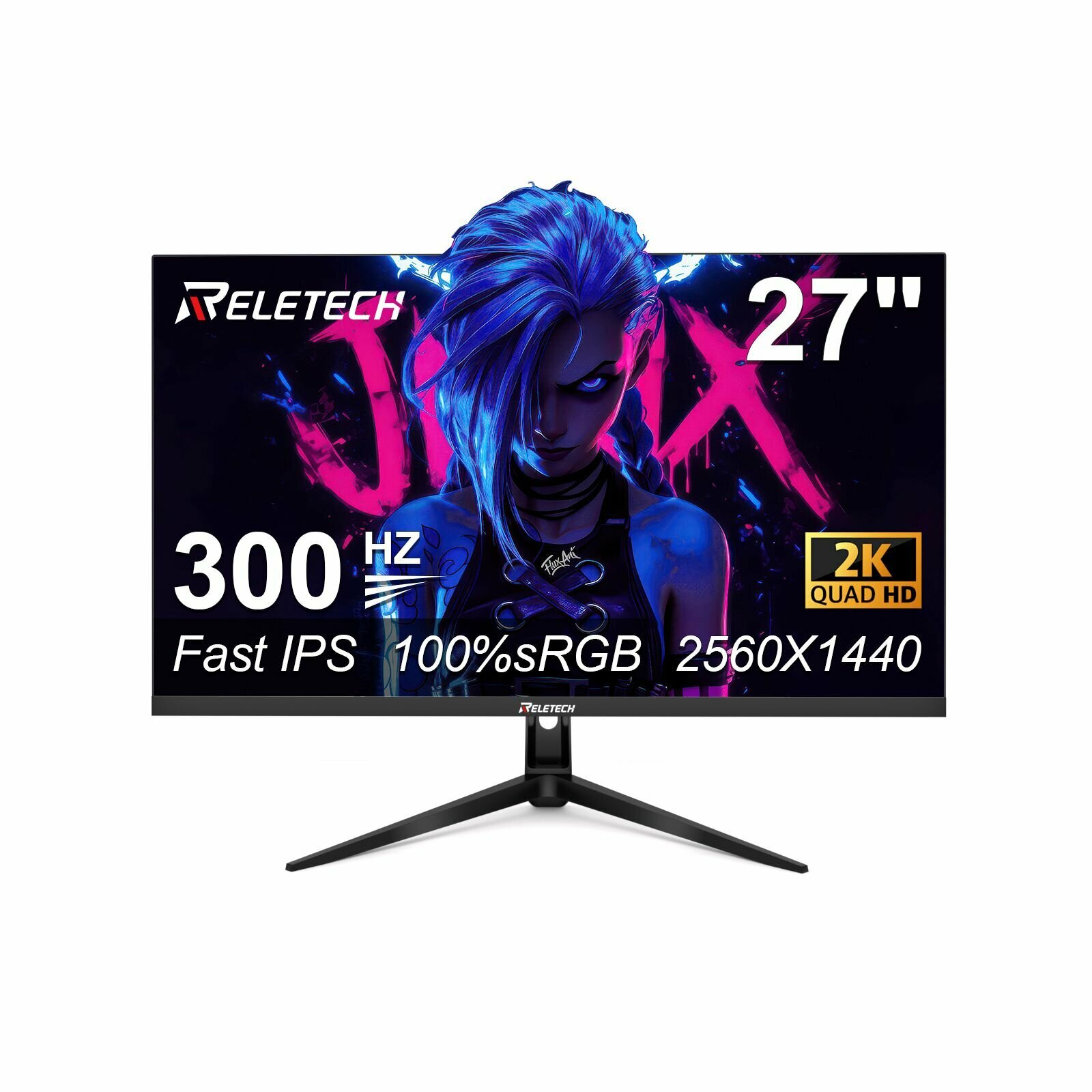 Reletech G27X Ultra 27" Fast-IPS игровой монитор чёрный 300 Гц 2K QHD 1 мс отклик DP+HDMI