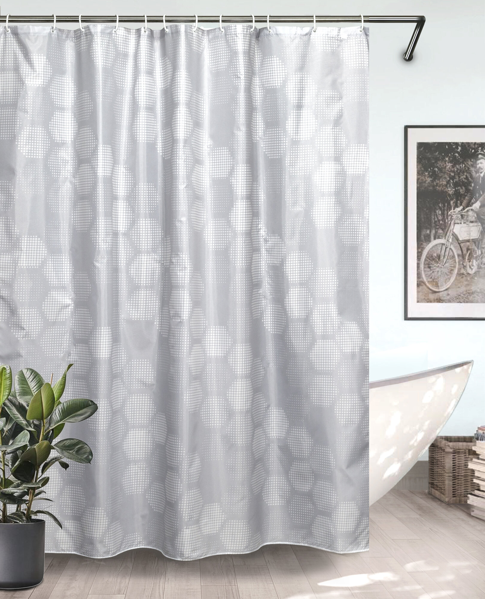 Штора занавеска для ванной Bath Plus 180x180 см тканевая Fantasy Hive серый