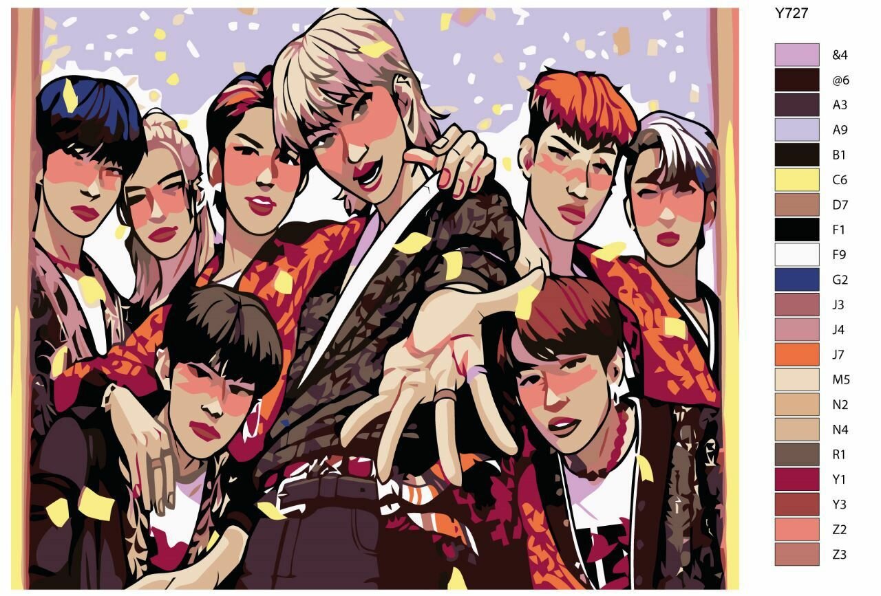 Картина по номерам Y727StrayKids "K-pop группа - Stray Kids (Стрей Кидс)" 40x50 см
