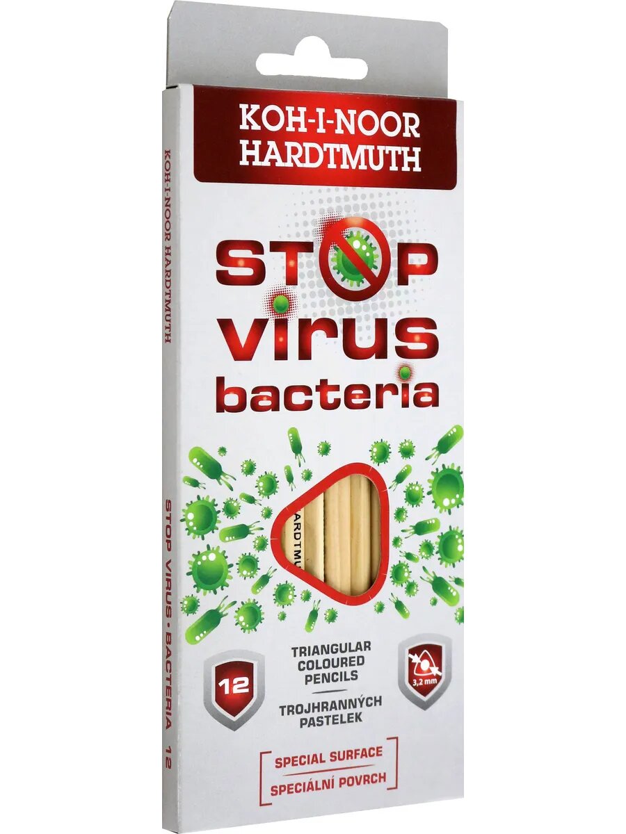 Карандаши цветные Stop Virus Bacteria, 12 цветов