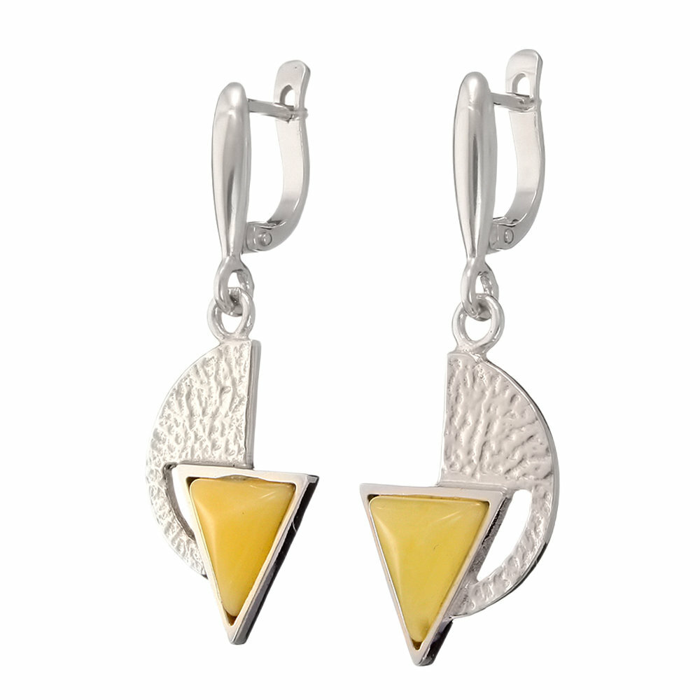 Серьги, серебро, 925 проба, янтарь