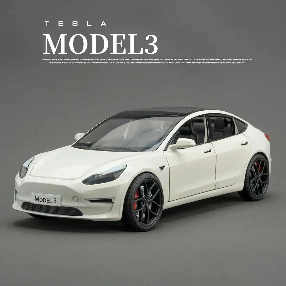 1:24 Tesla Model 3 Alloy Car Model Children Toy, Коллекционная модель машины для взрослых, Игрушечный автомобиль с звуковыми и световыми эффектами для детей