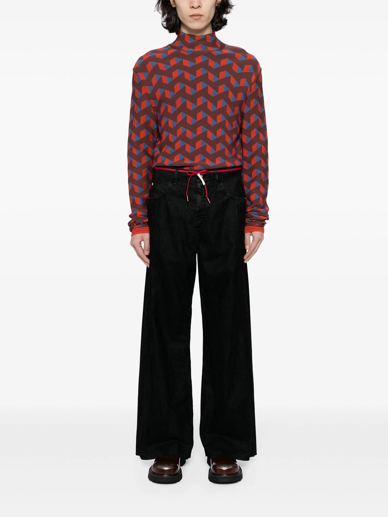 Брюки Marni Drawstring flared trousers, размер S, black/black — фото 1