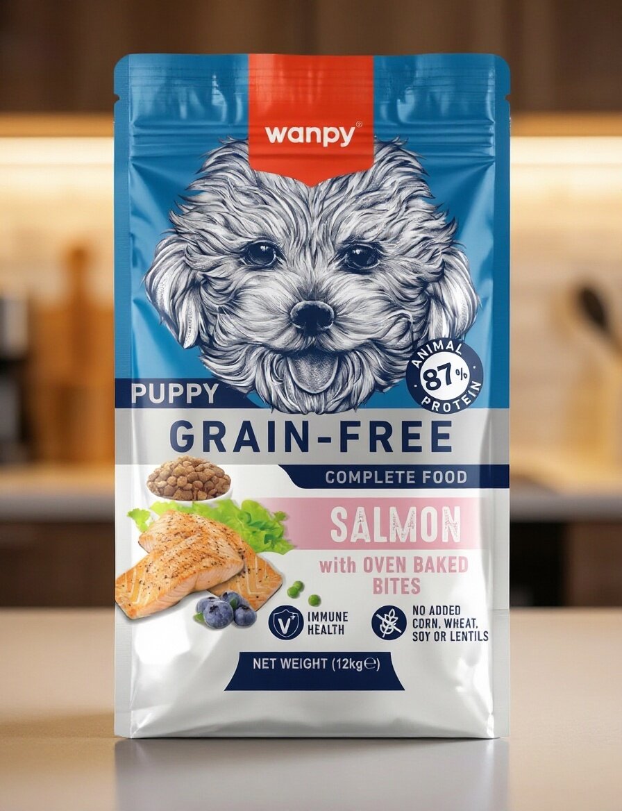 Сухой корм Wanpy Dog беззерновой с лососем для щенков, 12 кг