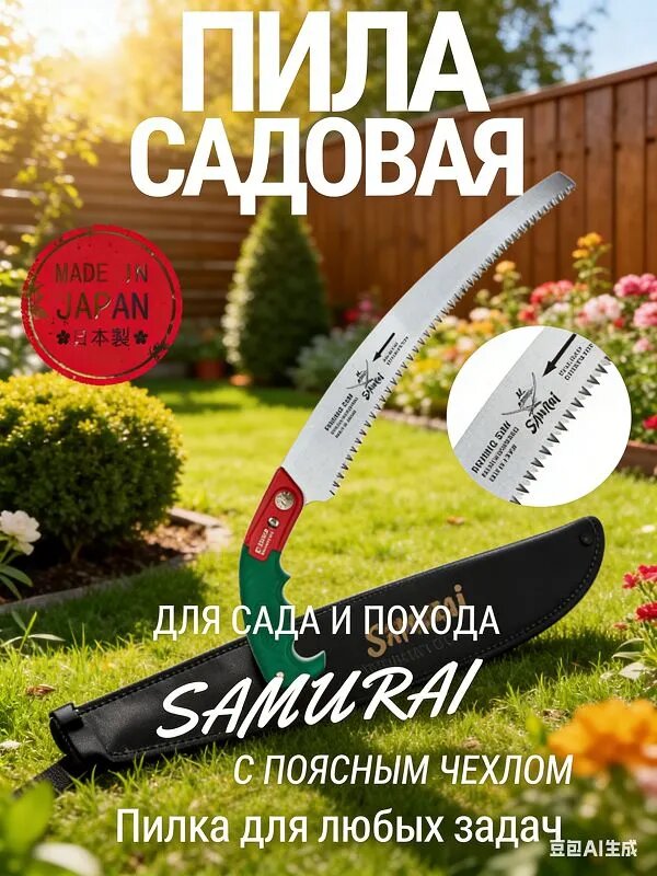 Пила Samurai C-330-LH, походная, для сада и леса, японская, с поясным чехлом