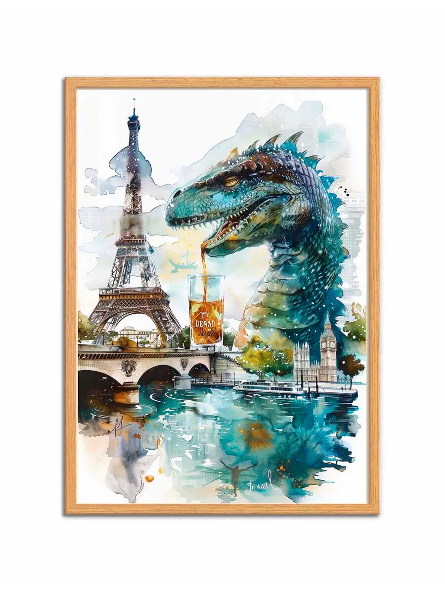 Лох-Несское чудовище Пьет Виски 5, Плакат 30x42см