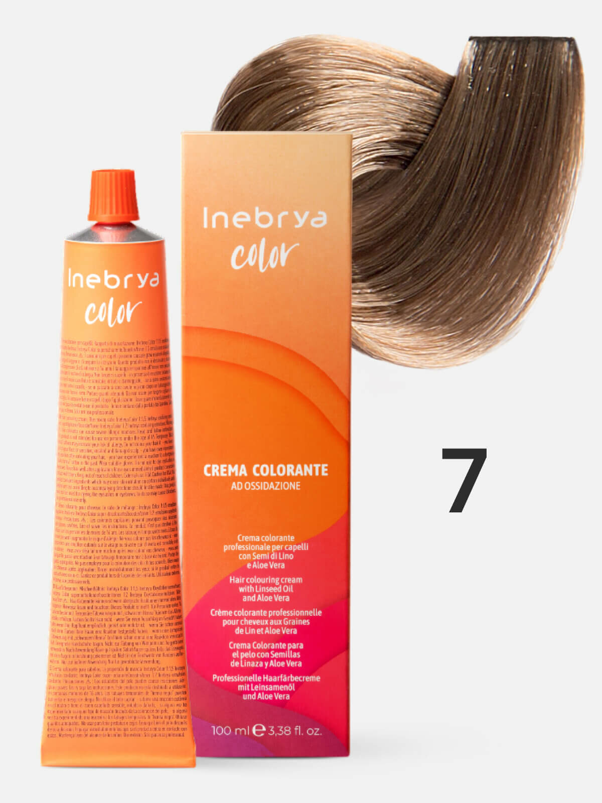 Крем - краска для волос профессиональная Inebrya Color Professional 7 Русый, 100 мл