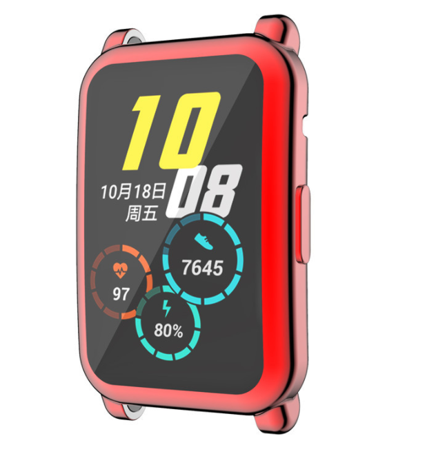 Защитный бампер-чехол MyPads из тончайшего и прочного силикона для HONOR Watch ES с противоударными свойствами красный
