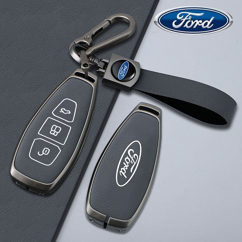 Кожаный чехол для ключа Ford H Series Smart Ice Blue с круглой пряжкой для моделей Escape Fiesta EcoSport Focus