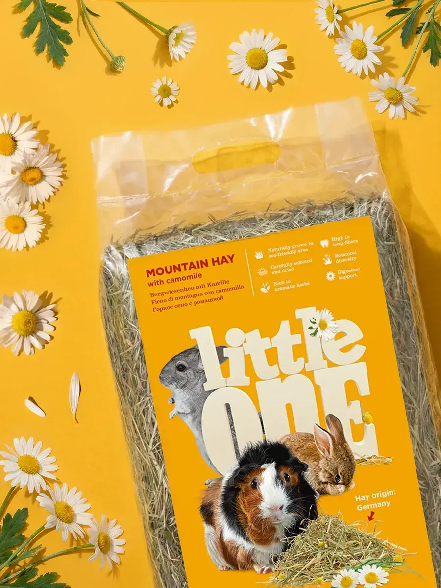 Сено Little One горное с ромашкой, непрессованное, 5 штук по 400 г
