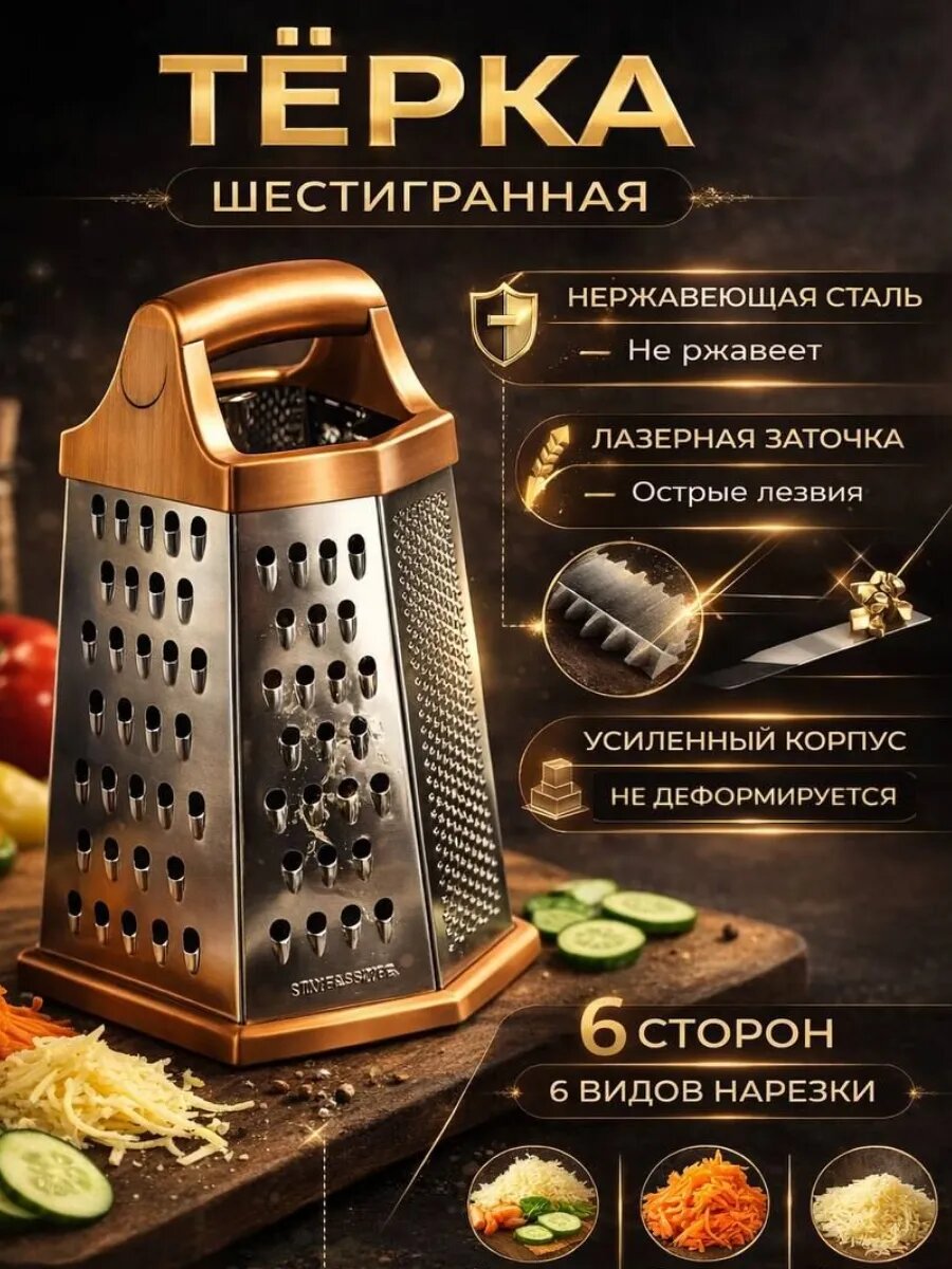 Терка ручная из нержавеющей стали для овощей