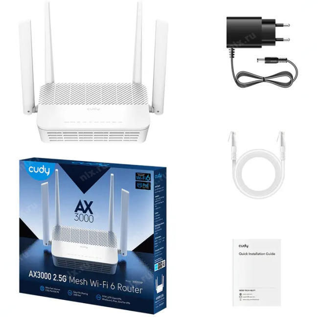 CUDY WR3000P AX3000 2.5G Mesh Wi-Fi 6 Router (4UTP 1000Mbps, 1WAN, USB2.0, 802.11a/b/g/n/ac/ax) — фото 1