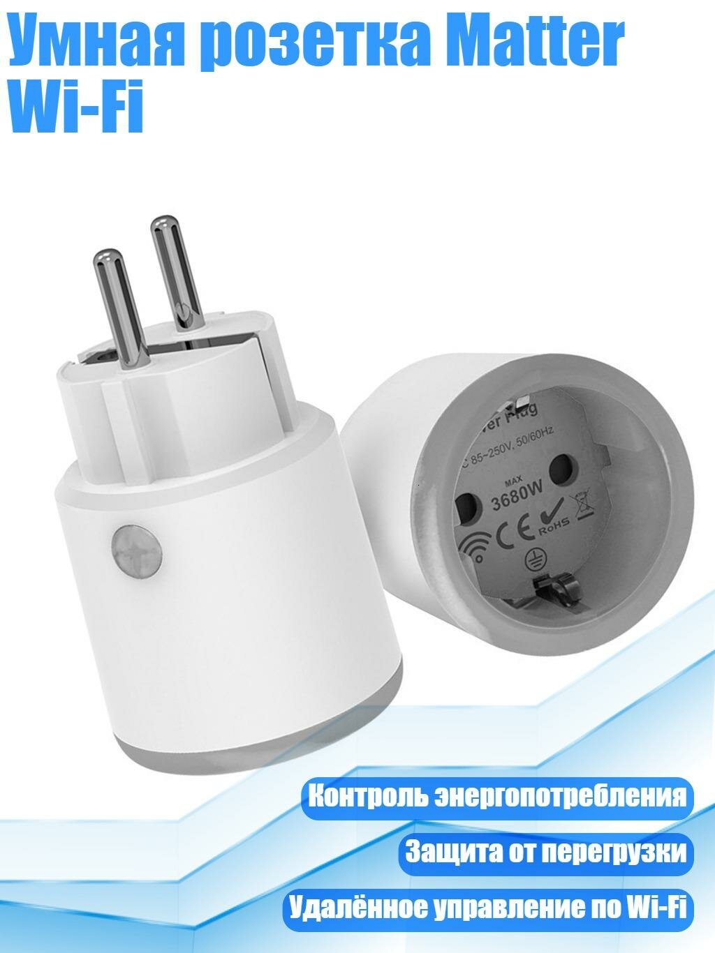 Умная розетка Matter Wi-Fi